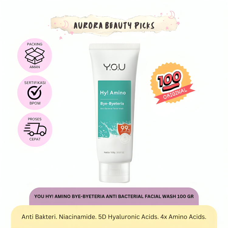 Jual YOU Hy! Amino Bye-Byeteria Anti Bacterial Facial Wash 100gr Sabun ...