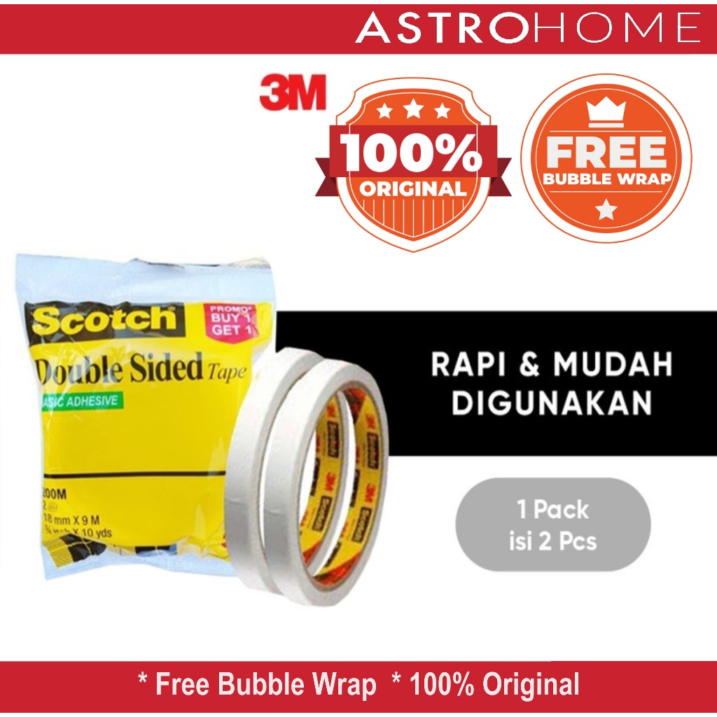 Jual Isolasi Selotip Lakban Dobel Tip 2 Sisi Scotch 3M Double Sided ...