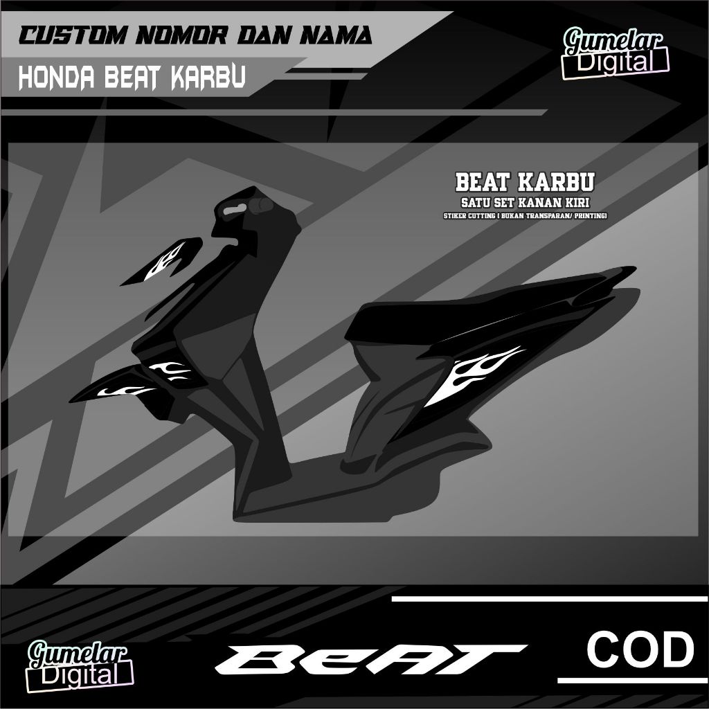 Jual CUTTING STIKER STRIPING HONDA BEAT KARBU 2008 2009 2010 2011 2012 ...