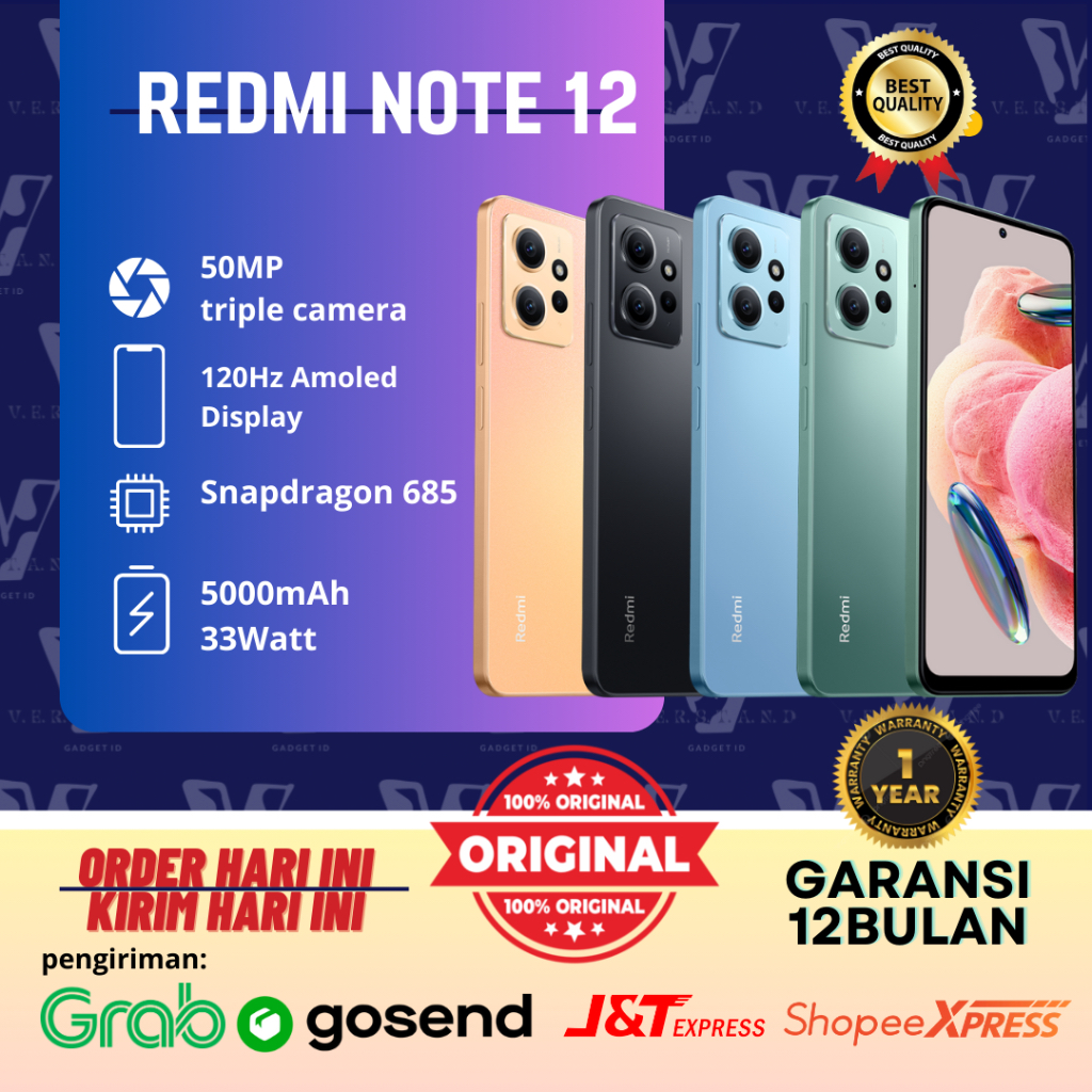 Jual XIAOMI REDMI NOTE 12 ( 4GB+3GB/128GB, 6GB+5GB/128GB, 8GB+5GB/128GB ...