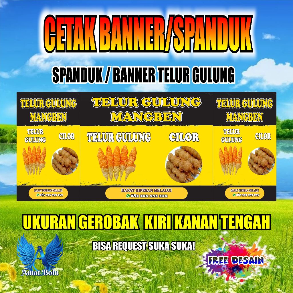 Jual Cetak Banner Cetak Spanduk Telor Gulung Satu Paket Untuk Gerobak ...