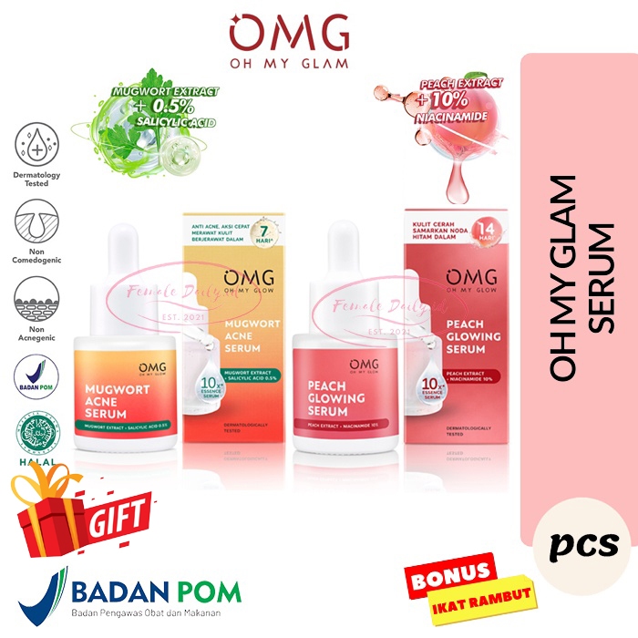 Jual OMG OH MY GLOW Peach Glowing Serum 20 ml - Serum Pencerah untuk Kulit Sehat | Mugwort Acne ...