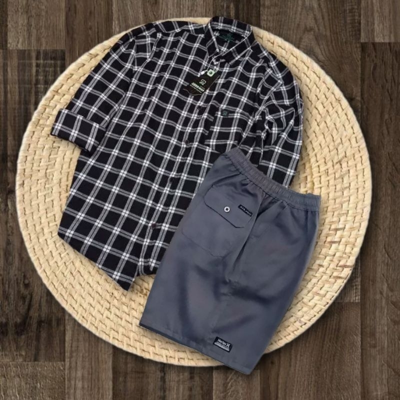 Jual Terlaris Paket Hemat Setelan Cowok ONE SET Pria Kemeja Flanel ...