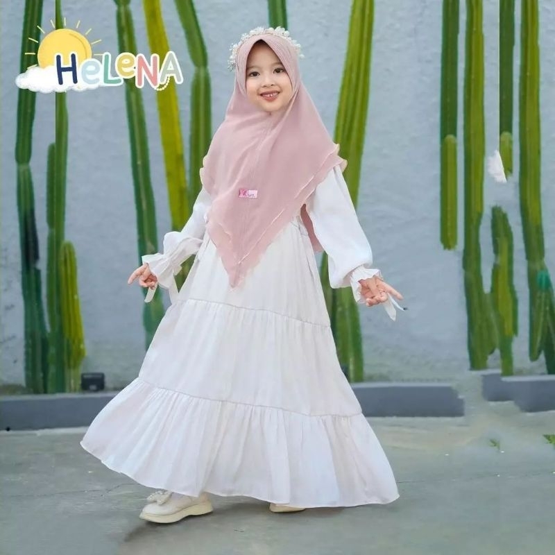 Jual HELENA DRESS KIDS BUSANA GAMIS POLOS ANAK USIA 5-12 TAHUN BAHAN ...