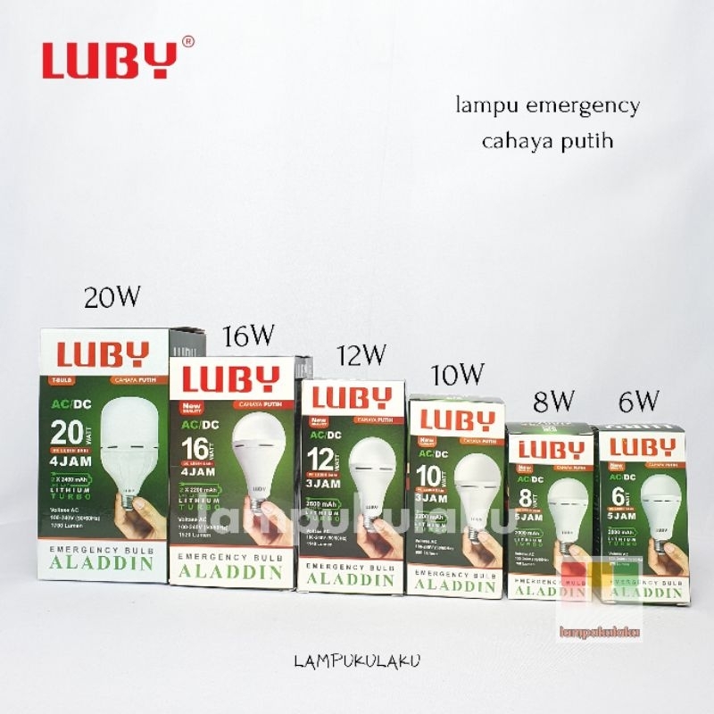 Jual Lampu Bohlam Emergency Led Luby Aladin 6W 8W 10W 12W 16W 20W | Shopee Indonesia