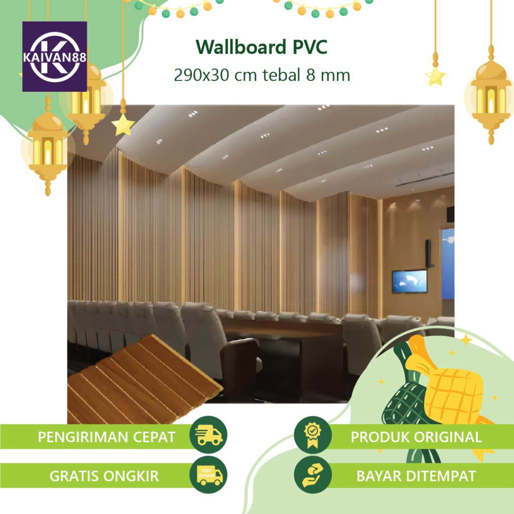 Jual Kaivan88 Wallboard Pvc Dinding Plavon 2.9meter x 30cm Tebal 8mm ...