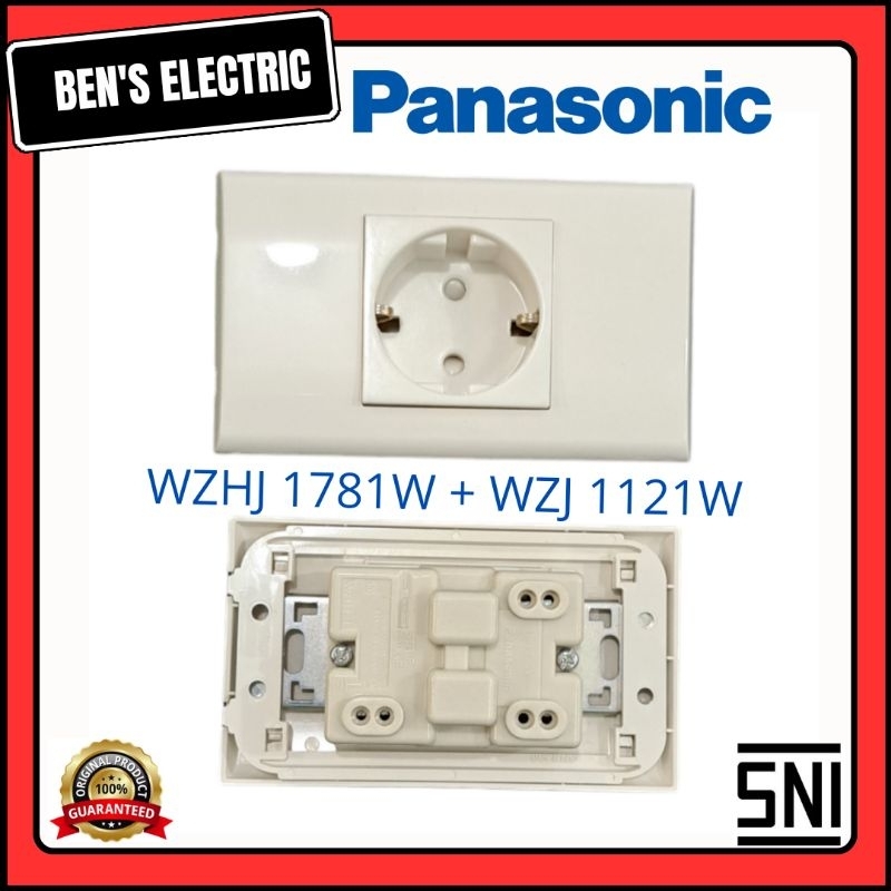 Jual Panasonic stop kontak + plate / cover 1 gang model panjang WZHJ ...