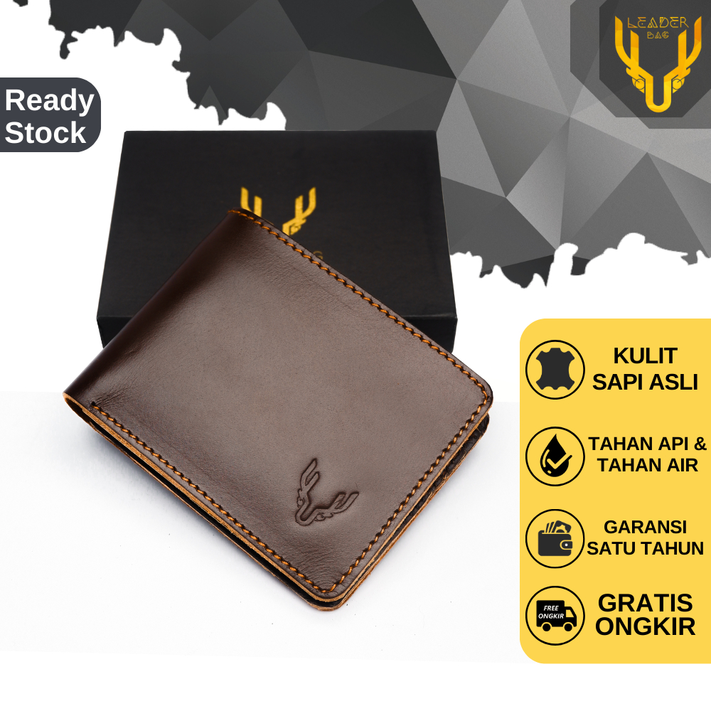 Jual Dompet Pria Kulit Sapi Asli Leaderbag Warna Coklat Terbaru Dompet ...