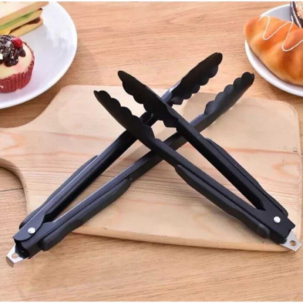Jual penjepit makanan gorengan capitan hitam/ penjepit roti jepitan ...