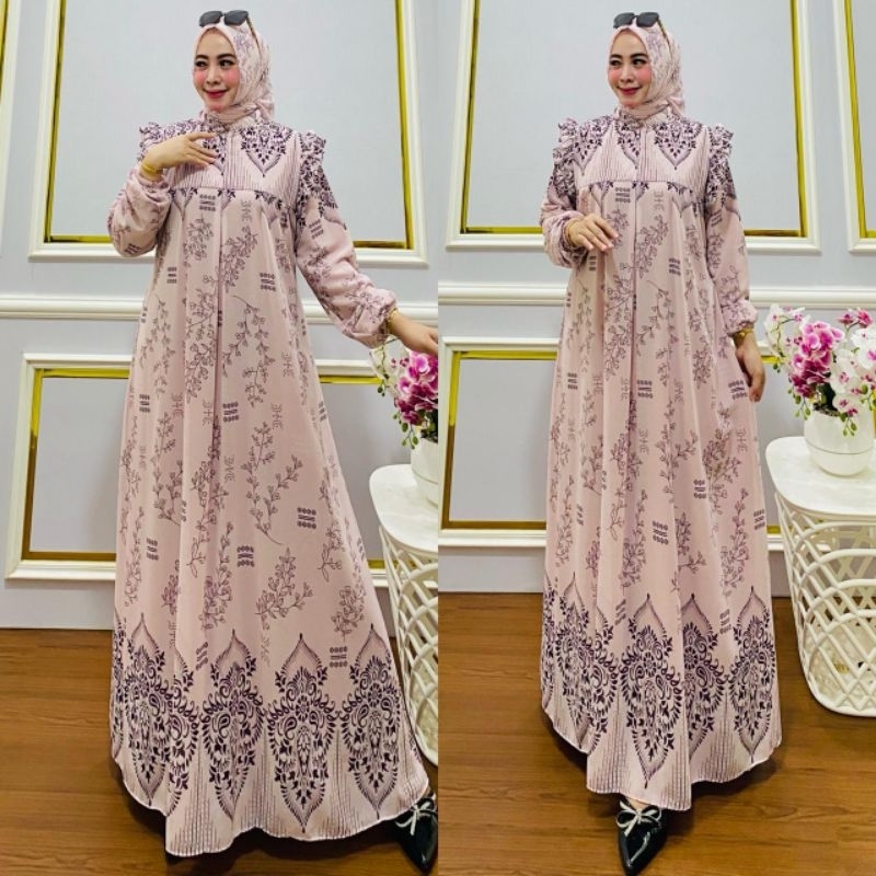 Jual Gamis Muslim Set Hijab Ceruty/Dress Set Hijab segiempat bahan ceruty babydol | Shopee Indonesia