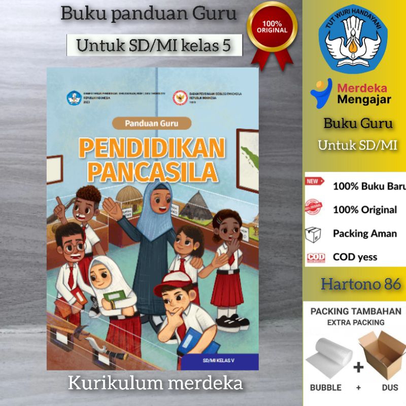 Jual Buku panduan GURU pendidikan Pancasila/PKN untuk SD/MI kelas 5 kurikulum merdeka/Kumer ...