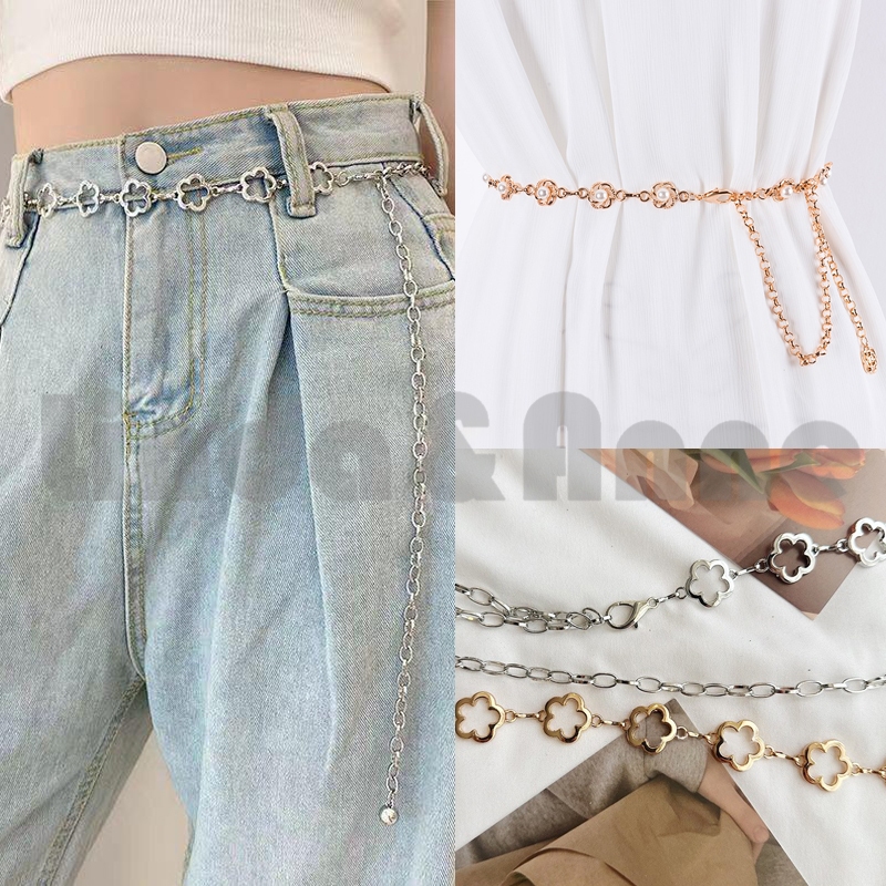Jual Sabuk Ikat Pinggang Rantai Silver Gold Untuk Wanita Aksen Mutiara Bintang Body Chain Female ...