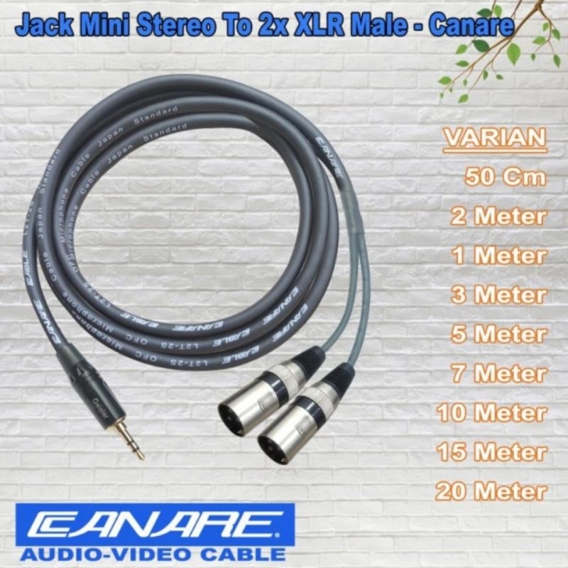 Jual Kabel audio jack aux/mini stereo to 2 xlr male kabel tembaga ...