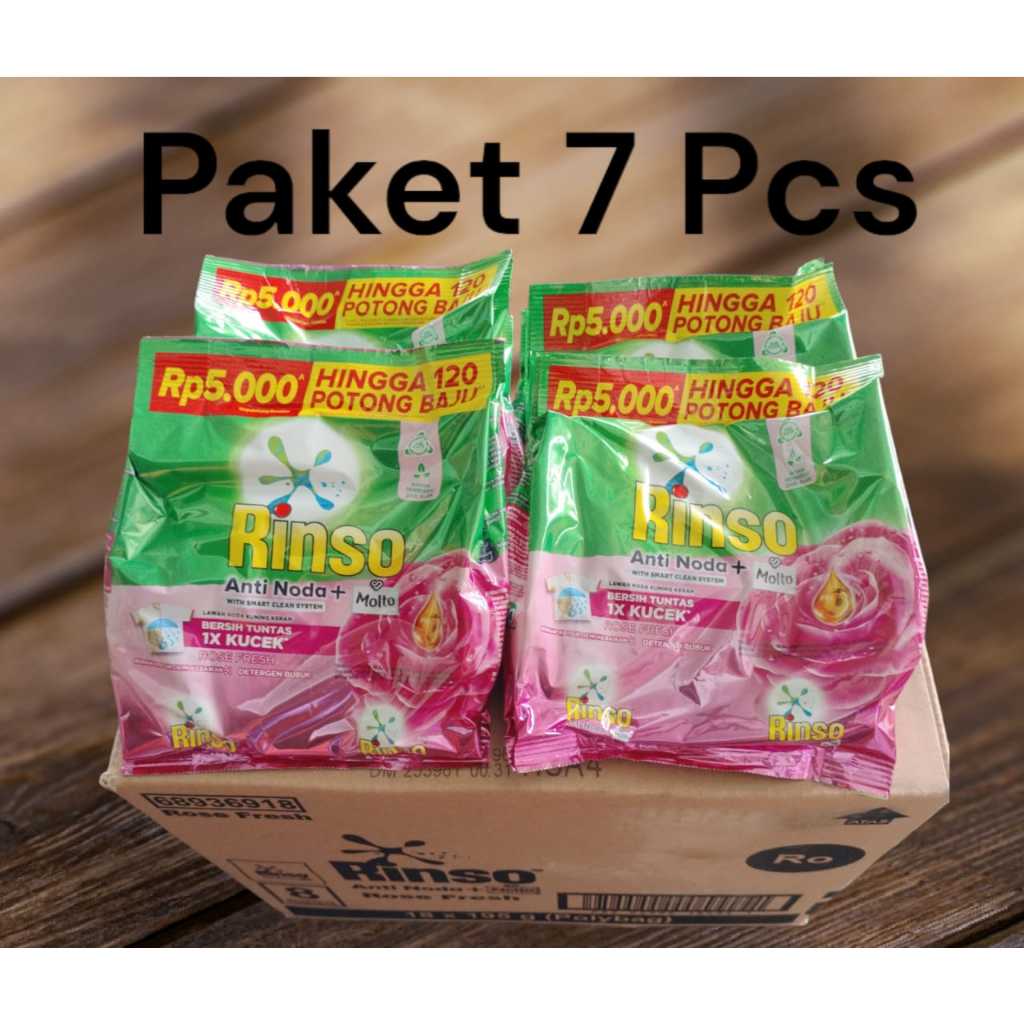 Jual 7 PCS RINSO MOLTO DETERGEN BUBUK 5000 AN | Shopee Indonesia