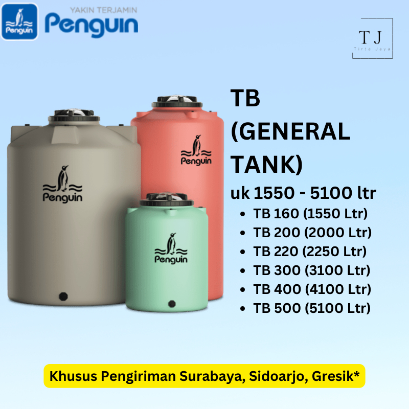 Jual Tandon Air PENGUIN TB 160 200 220 300 400 500 Anti Lumut Toren Air Tangki Air | Shopee ...