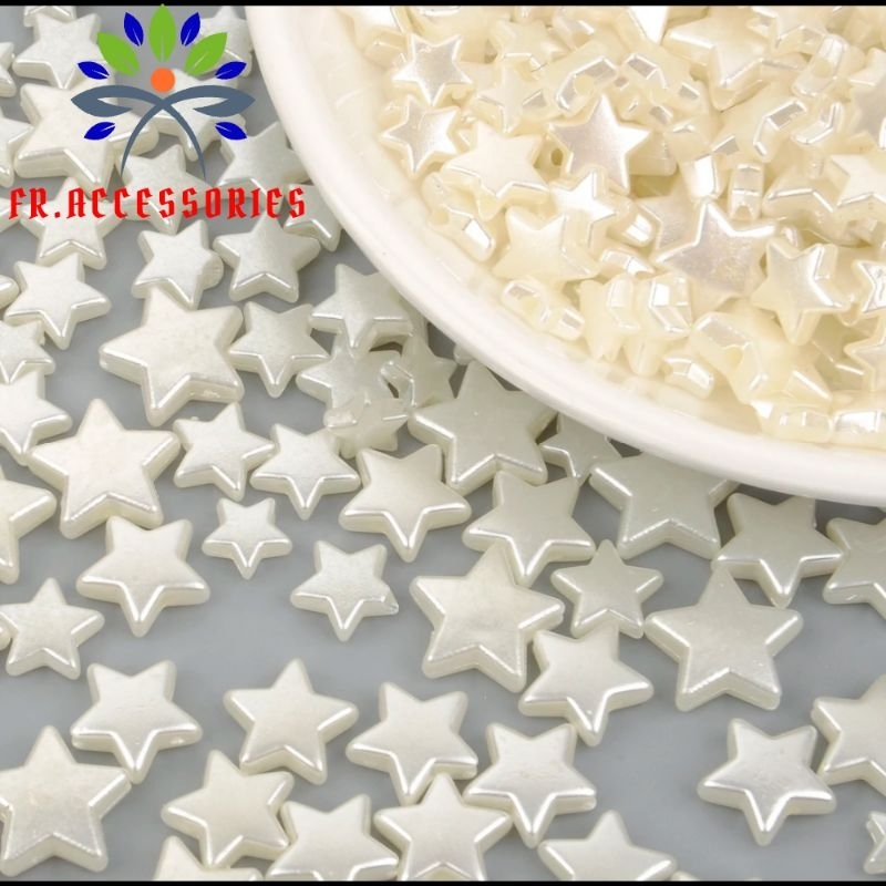Jual (75pcs) MANIK MANIK BINTANG MOTE AKRILIK PEARL BINTANG BW | Shopee ...