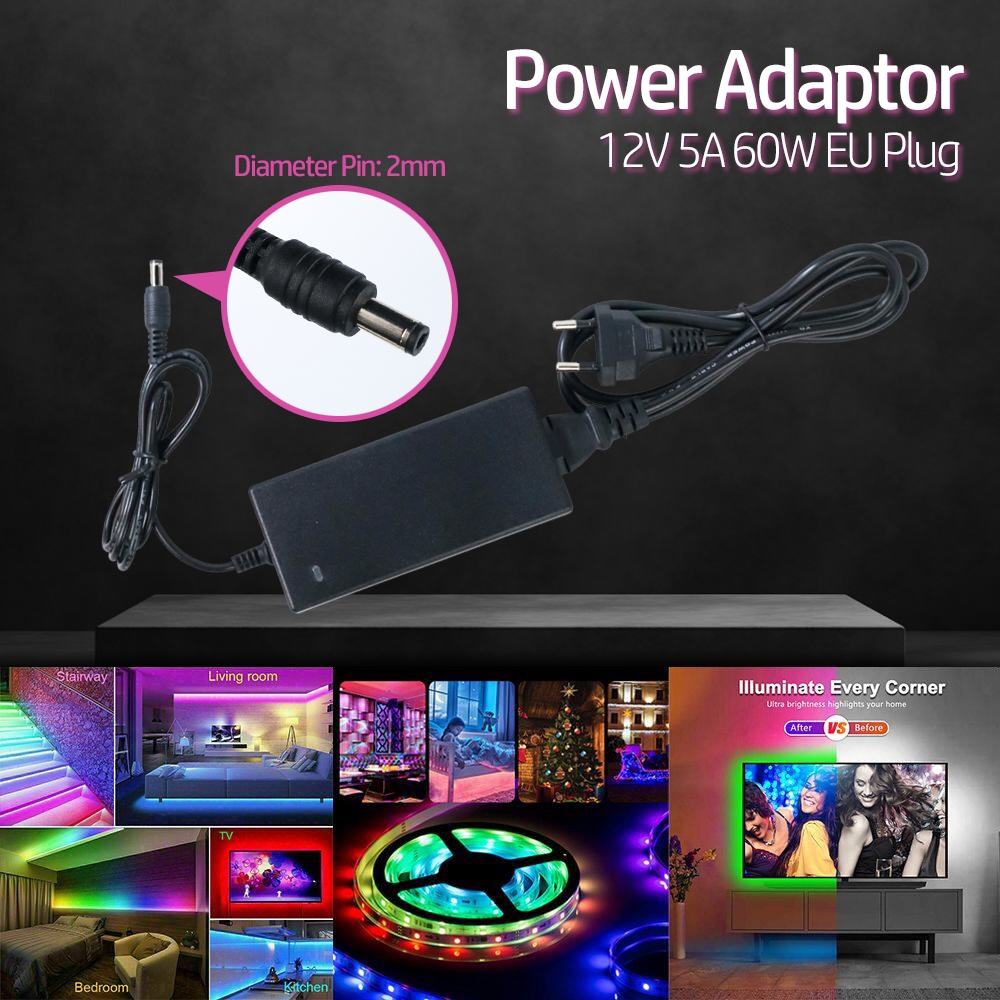 Jual Adaptor LED Strip RGB Adaptor Power Supply Converter AC to DC 12V ...