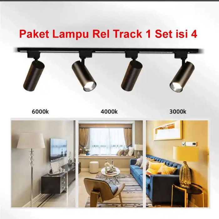 Jual 1 Paket ISI 4 Set Lampu Sorot + Rell Rel 1 Batang 1 Meter ...