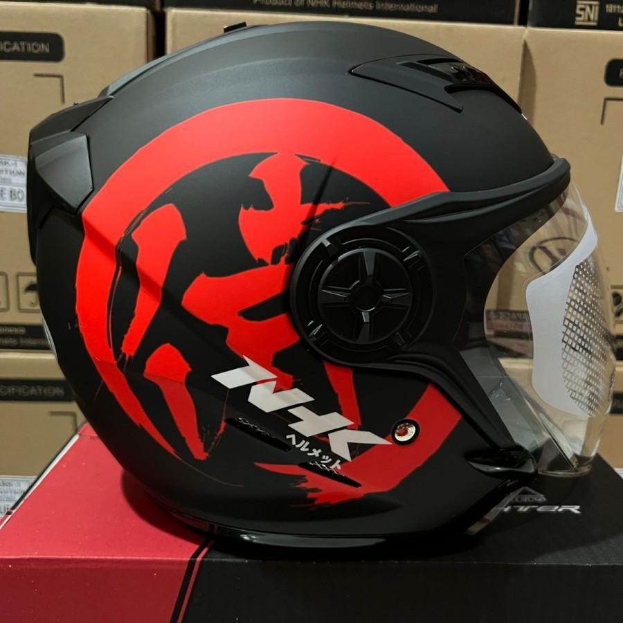 Jual HELM NHK GLADIATOR KANJI BLACK RED DOFF HELM OPEN FACE | Shopee ...