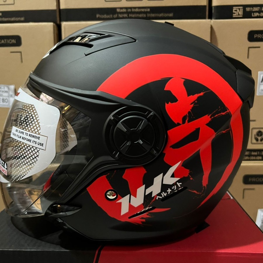 Jual HELM NHK GLADIATOR KANJI BLACK RED DOFF HELM OPEN FACE | Shopee ...