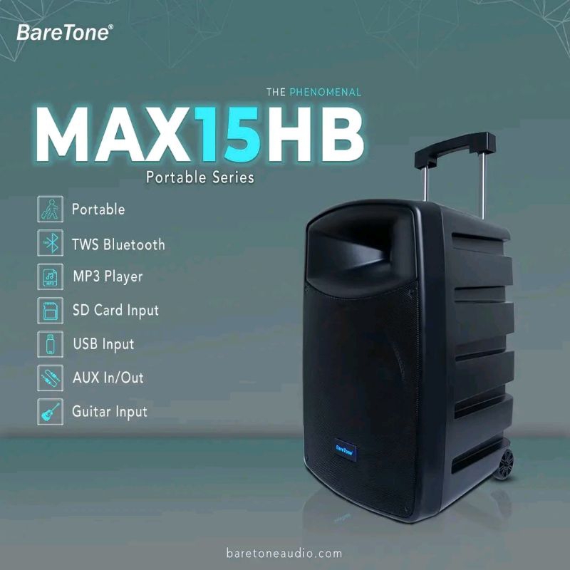Jual speaker meeting wireless baretone max15 hb max15hb max 15 hb 15 inch 500 watt bluetooth ...