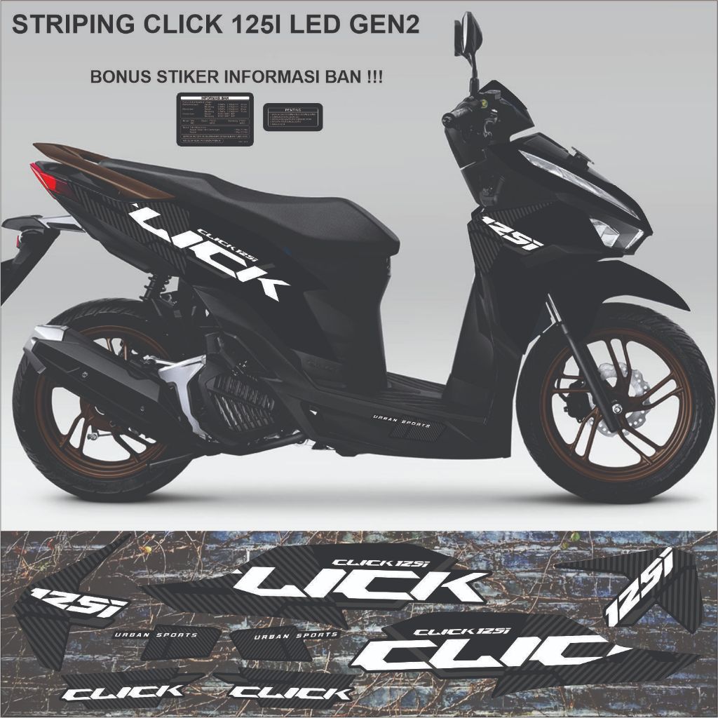 Jual striping click vario 125 led gen 2 body hitam vario 2023 keatas ...