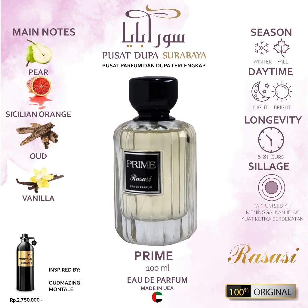 Jual Parfum Asli Arab Original Premium Rasasi Parfume/ Prime | Shopee ...