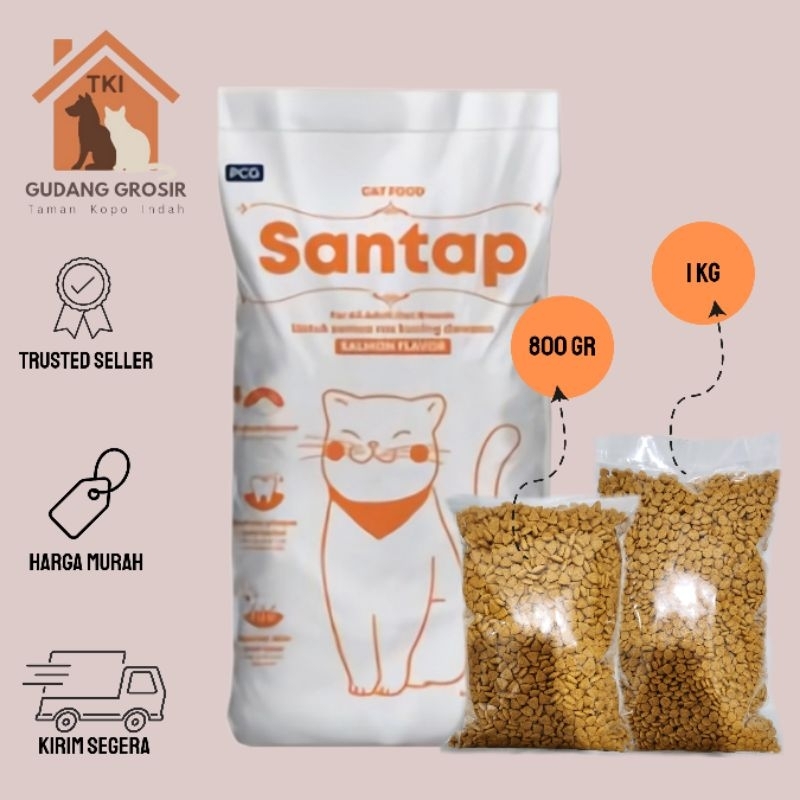 Jual Santap Rasa Salmon Dry Cat Food Makanan Kucing 800gr & 1kg ...