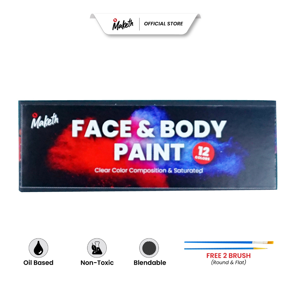 Jual Face Painting Cat Wajah Kulit Muka Body Painting 12 Warna Include ...