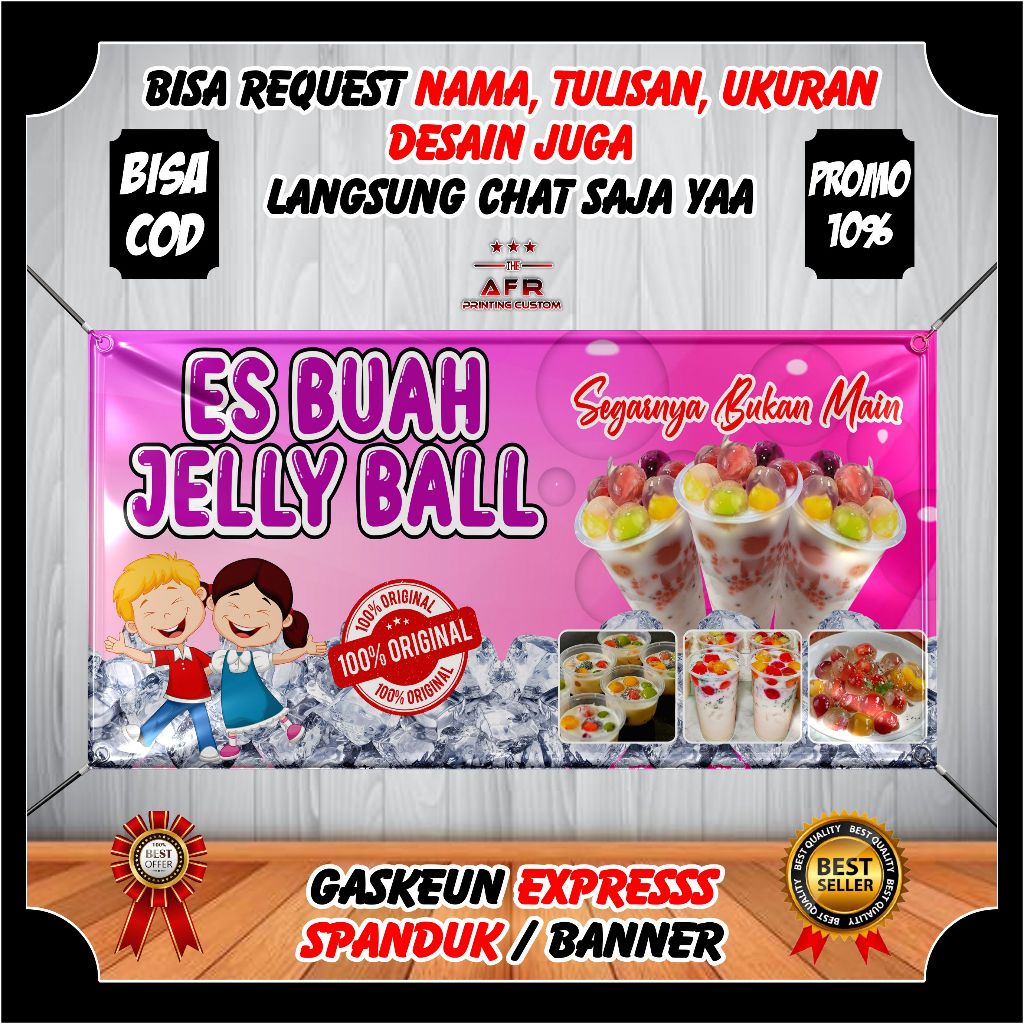 Jual Spanduk/Banner ES BUAH JELLY BALL VIRAL / Banner Jualan ES JELLY ...