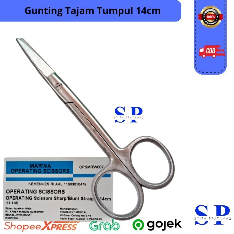Jual Alat Medis Gunting Tajam Tumpul Lurus|Bengkok Marwa 14cm Gunting ...
