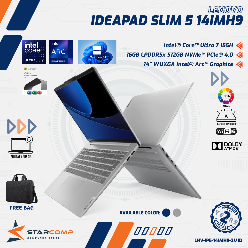 Jual LENOVO IdeaPad Slim 5 14IMH9 OLED Core Ultra 7 155H 16GB 512GB W11 OHS | Shopee Indonesia