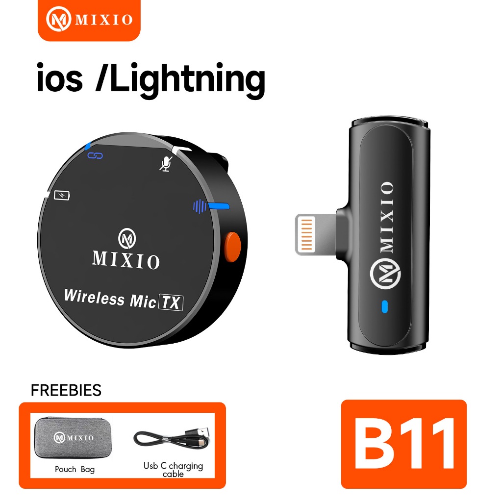 Jual MIXIO B11 B12 Mic Wireless Lavalier Live Clip on Hp Microphone ...