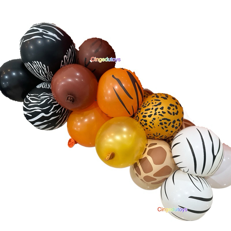 Jual Balon latex motif jungle animal print sapi zebra jerapah leopard 1 ...