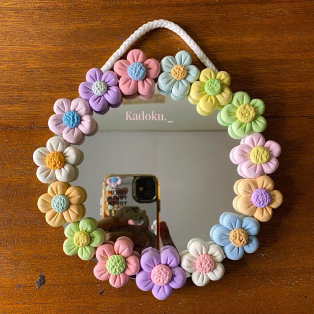 Jual CERMIN CLAY CUSTOM/ CERMIN CLAY BUNGA WARNA WARNI/CERMIN AESTHETIC ...