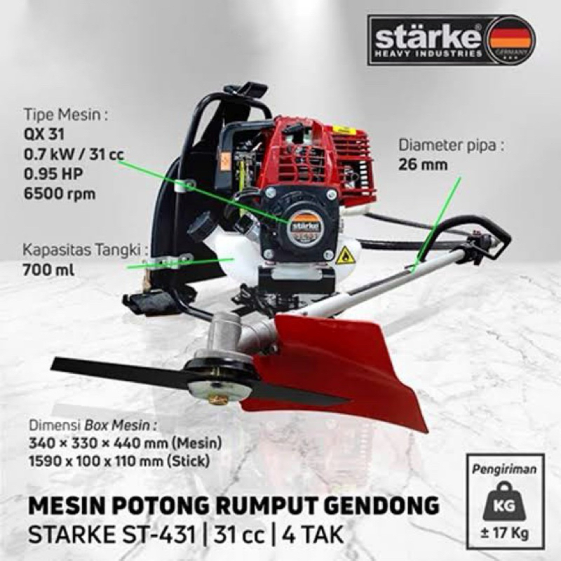 Jual Mesin Potong Rumput Gendong 4 Tak STARKE ST431 Brush Cutter | Shopee Indonesia