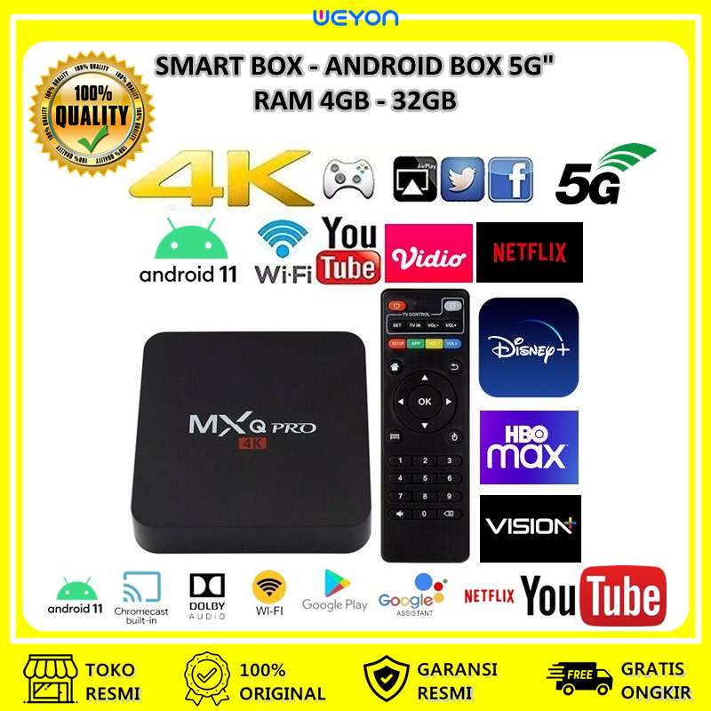 Jual Android TV Box MXQ Pro 5G Ram 4GB - 32GB / Smart TV 4K Ultra HD MXQ PRO 4K 5G | Shopee ...