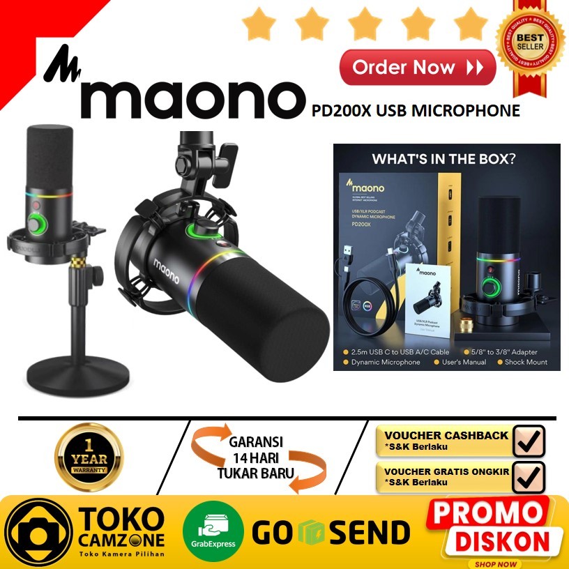 Jual Maono PD200 PD200X RGB Microphone Mic Dynamic USB & XLR Podcast ...
