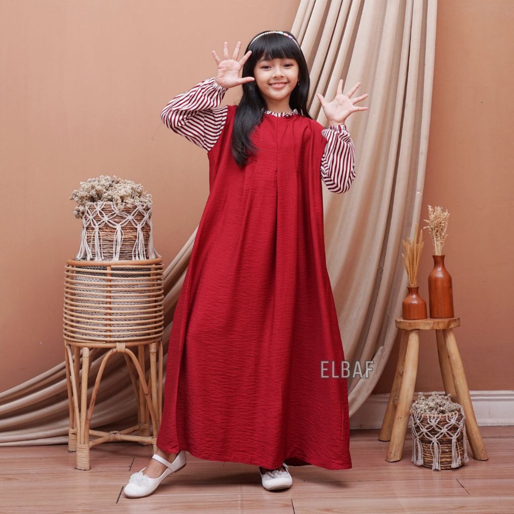Jual Larissa Dress Baju Gamis Anak Perempuan Terbaru 2024 Kombinasi Salur Polo Linen Mix Rayon ...