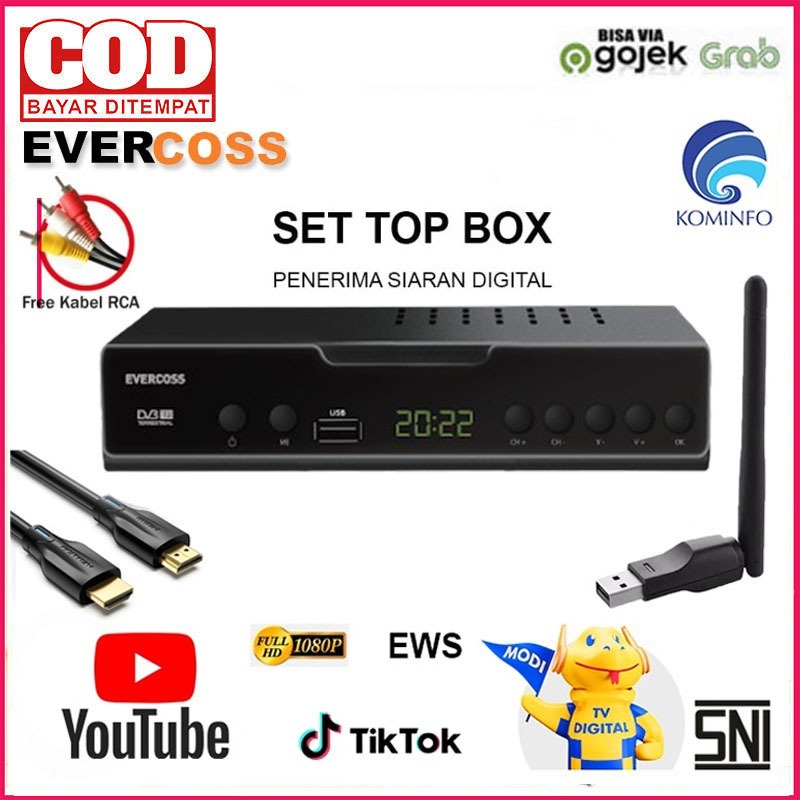 Jual Set Top Box TV Penerima Siaran Digital EVERCOSS MAX PRO | Shopee ...