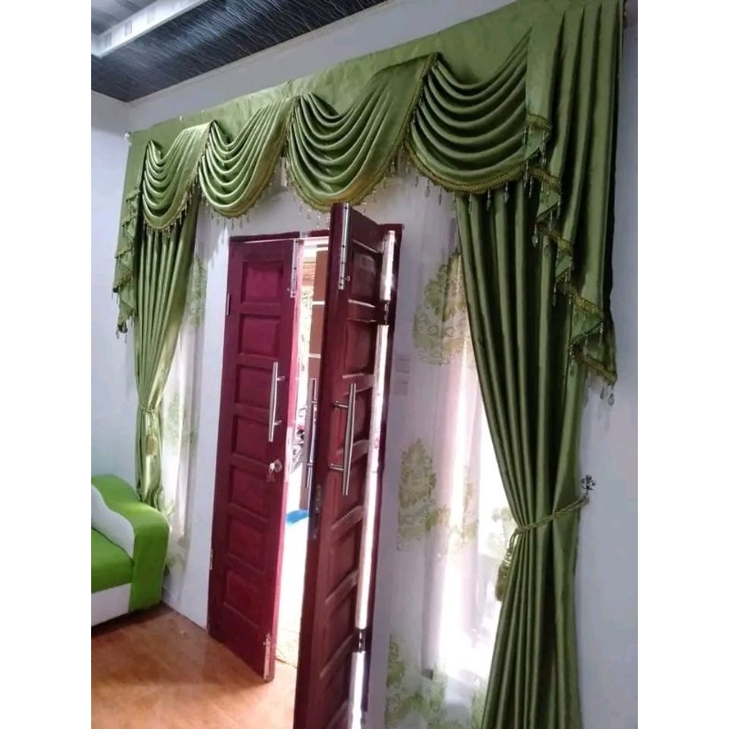 Jual Satu set Gorden Poni Atas Pintu Hordeng Gelombang Espanyol Panjang ...