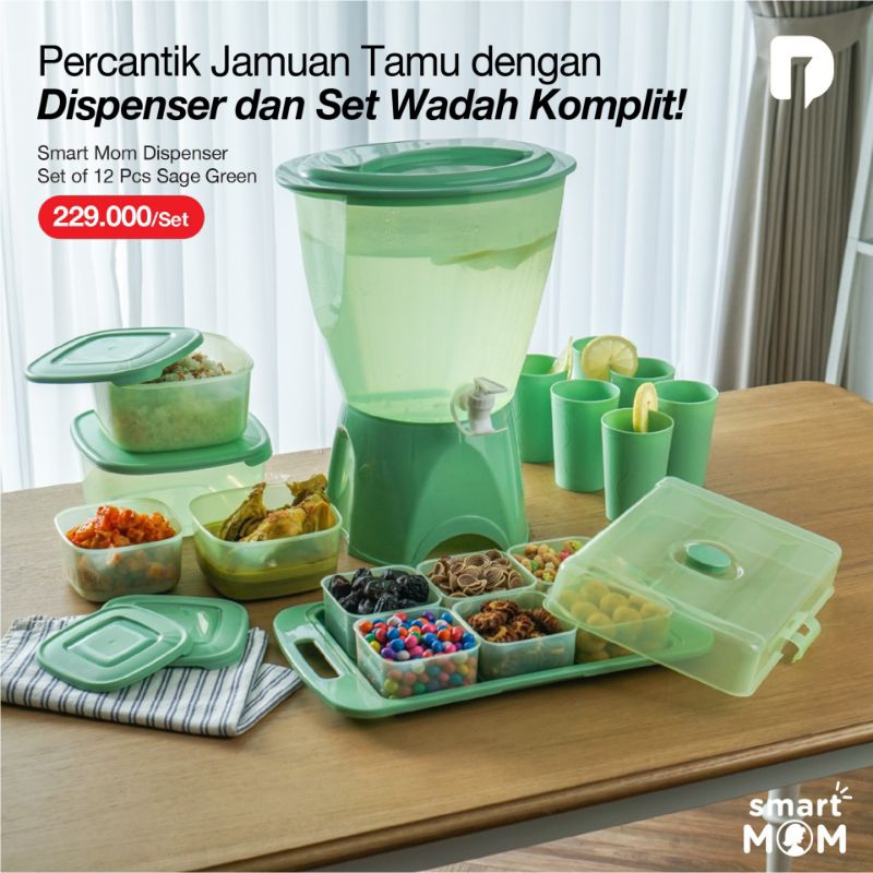 Jual Dispenser Set Smart Mom Dispenser Set of 12 Pcs Sage Green Toples ...