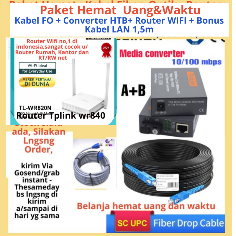 Jual Kabel Fiber Optik 30 Meter Bundling HTB3100 + Router Tplink Wr820N ...