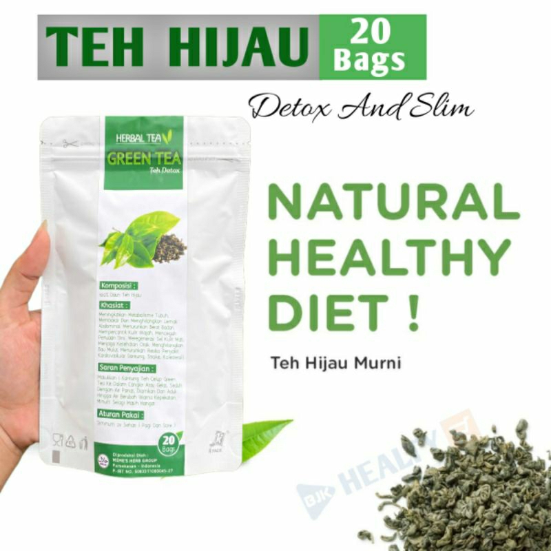 Jual Teh Pelangsing Teh Detox GREEN TEA Isi 20 Teh Hijau Celup Untuk ...