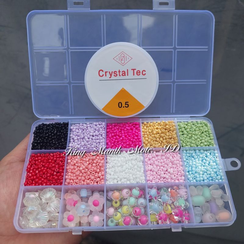 Jual Manik Manik MoTe Pasir 8/o 3mm Set Box [ Free senar Elastis) Bahan Kerajinan Meronce ...