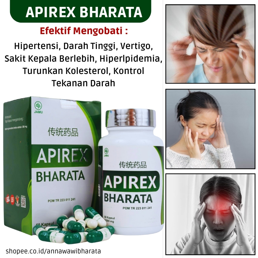 Jual Apirex Bharata Obat Hipertensi Darah Tinggi Kolesterol Vertigo dan ...