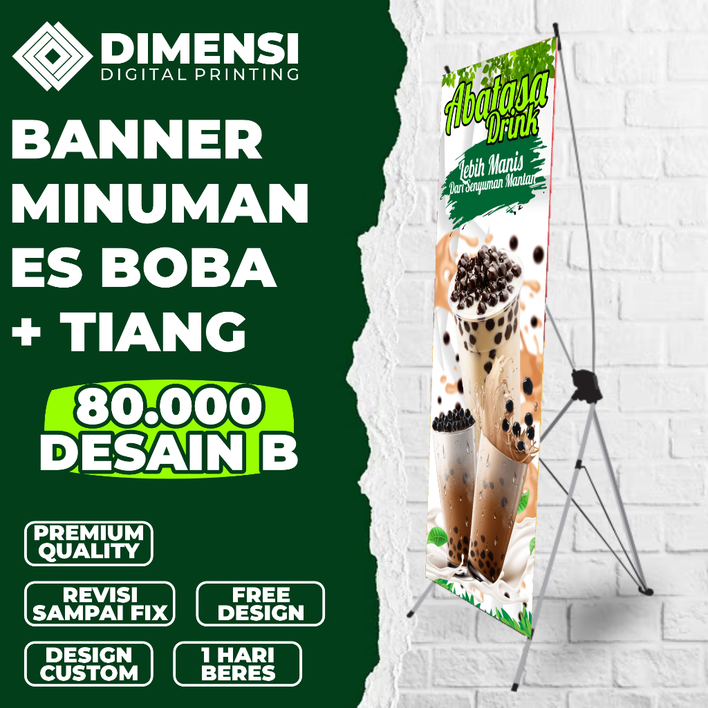 Jual Standing banner es boba drink / banner spanduk boba / spanduk plus ...