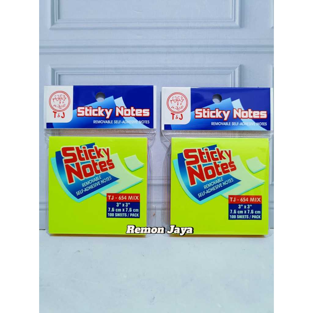 Jual 100 LEMBAR STICKY NOTE MEREK T&J 654 MIX UKURAN 7,6 CM X 7,6 CM ...