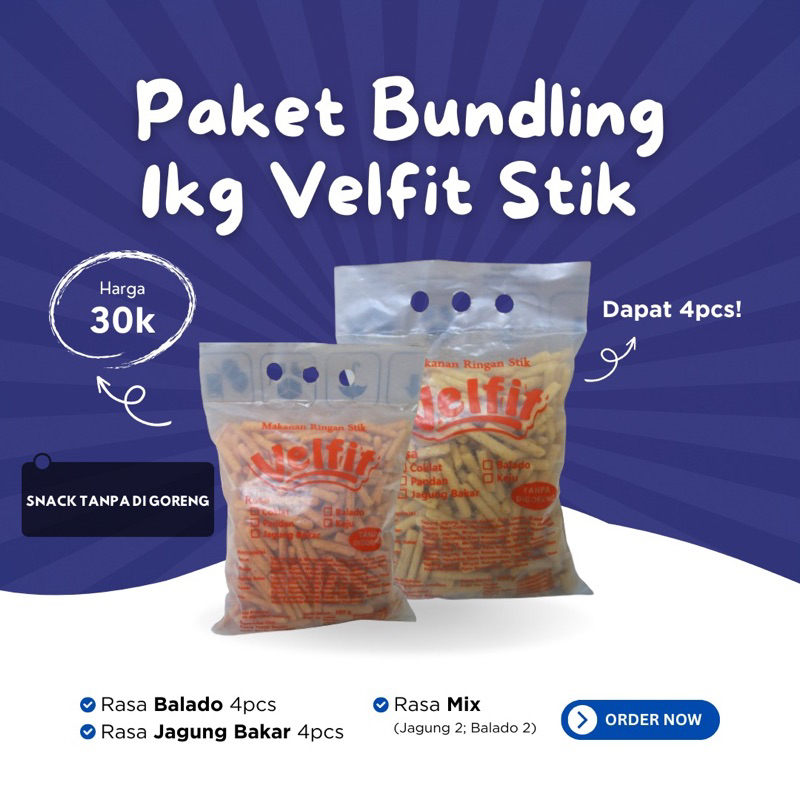 Jual VELFIT SNACK STIK BALADO 4 RASA BERAT 860g MIRIP SABENA | Shopee ...