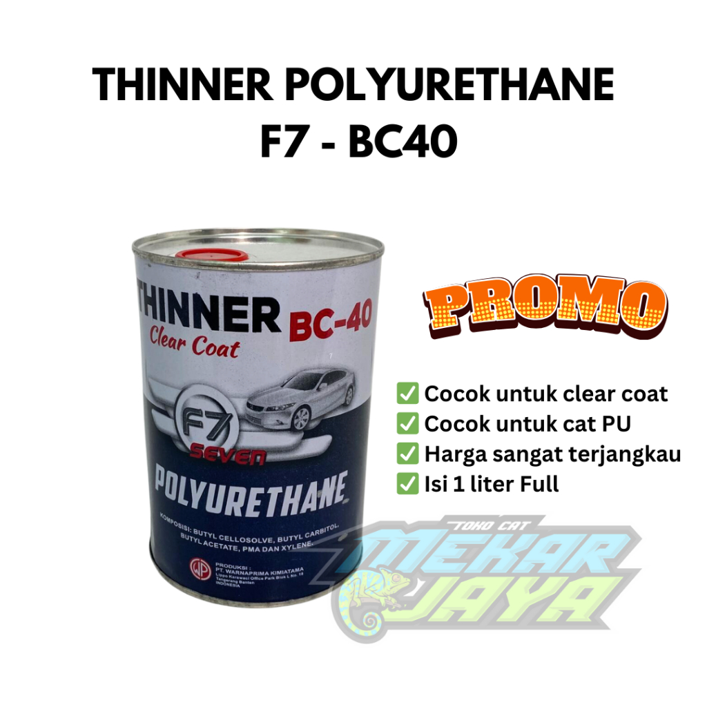 Jual Thinner PU (Polyuretane) F7 BC 40 - PENGENCER CLEAR COAT CLEAR PERNIS 1 LITER - PENGENCER ...